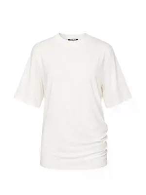 CLUB21 COLLECTION Willa Ruched Mock-neck Top - Neutrals