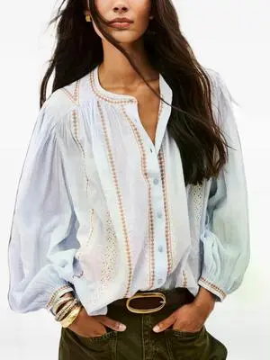Ba&sh Embroidered Balloon Sleeve Blouse