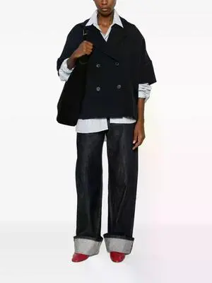 ANNE CLAIRE Double-breasted Ribbed-cuff Coat