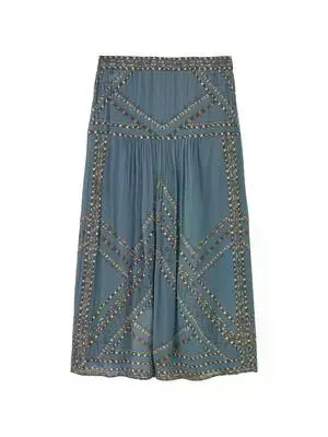 Ba&sh Geometric Print Pleated Midi Skirt