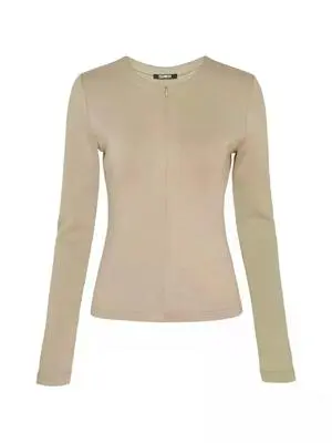 CLUB21 COLLECTION Mira Zip-up Long-sleeve Cardigan - Neutrals
