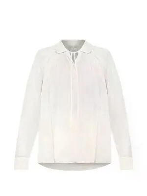 FORTE_FORTE Semi-sheer Tie-neck Blouse - White