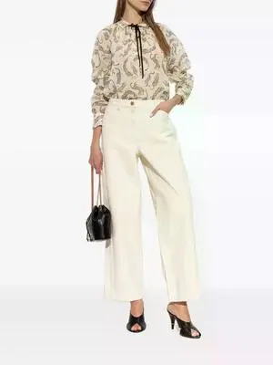 FORTE_FORTE Animal Motif Tie-neck Blouse