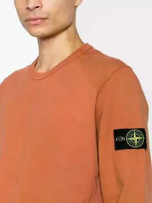 Stone Island Crew Neck Sweater With Compass Patch - Orange