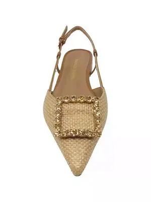 MADISON MAISON Crystal-embellished Slingback Flat Pumps