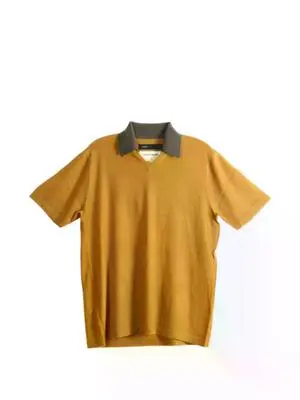 Frenckenberger Knitted V-neck Polo Shirt - Yellow