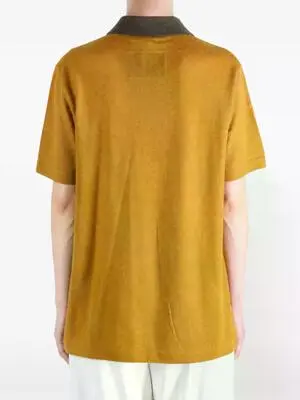 Frenckenberger Knitted V-neck Polo Shirt - Yellow