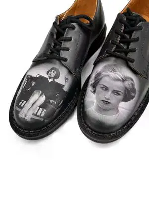 Undercover Graphic Print Leather Derby Shoes