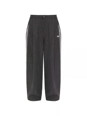 Adidas Check-pattern Wide-leg Trousers