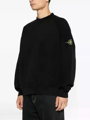 Stone Island Compass-patch Raglan-sleeve Sweater - Black
