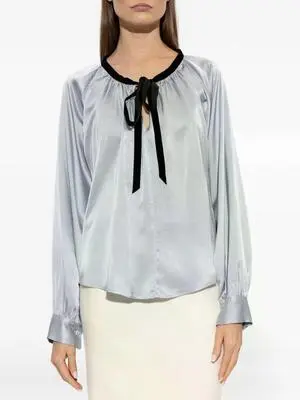 FORTE_FORTE Tie-neck Silk Satin Top