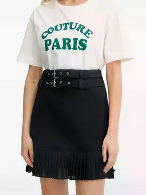 MORGAN Jano Belted Pleated-hem Mini Skirt