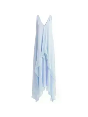 IRINA SCHROTTER Liko Ruffled Asymmetric Midi Dress - Blue