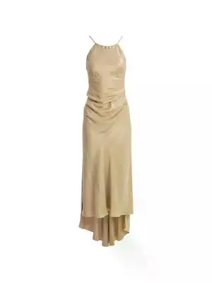 IRINA SCHROTTER Leyla Ruched High-low Midi Dress - Neutrals