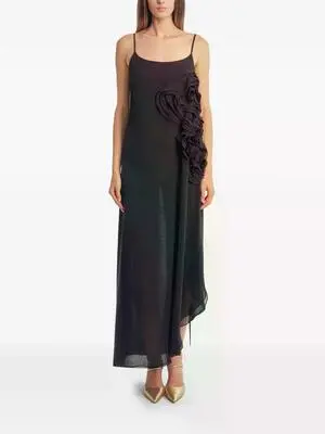 IRINA SCHROTTER Azalea Ruffled Asymmetric Maxi Dress - Black