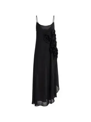 IRINA SCHROTTER Azalea Ruffled Asymmetric Maxi Dress - Black