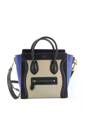 Celine Tricolor Leather Nano Luggage Crossbody Bag - Black