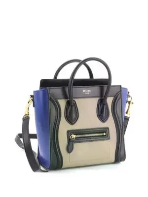 Celine Tricolor Leather Nano Luggage Crossbody Bag - Black