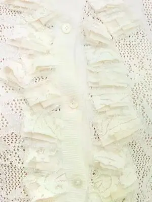 OUI Ruffled Pointelle-knit Cardigan