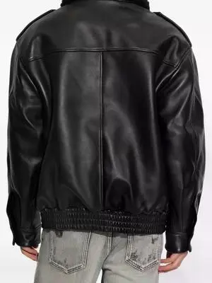 MISBHV Shearling Collar Leather Bomber Jacket