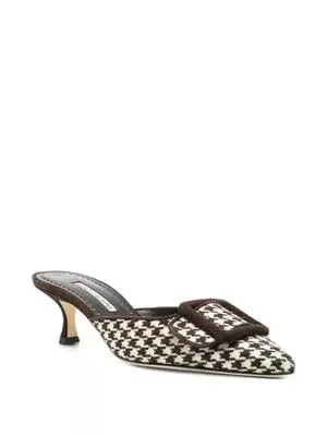 Manolo Blahnik Maysalebi Houndstooth Mules
