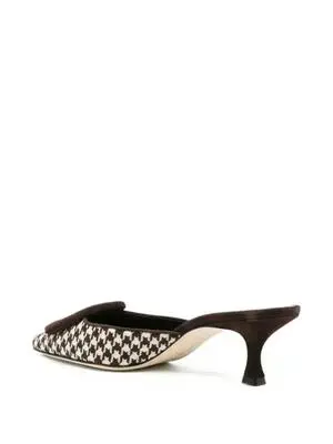 Manolo Blahnik Maysalebi Houndstooth Mules
