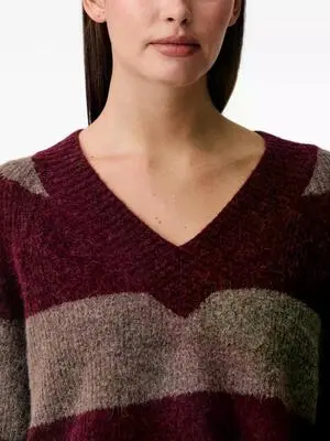 MOS MOSH V-neck Striped Sweater