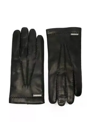 Corneliani Logo-plaque Leather Gloves