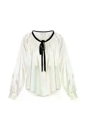 FORTE_FORTE Silk Tie-neck Blouse - Neutrals