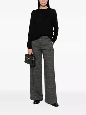 VICOLO Button-up Crew Neck Sweater - Black