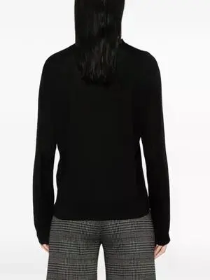 VICOLO Button-up Crew Neck Sweater - Black