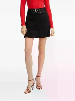 MORGAN Jano Double-belted Pleated-hem Mini Skirt