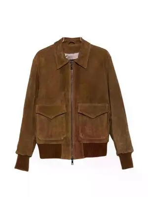 GIORGIO BRATO Suede-finish Zip-up Jacket - Brown