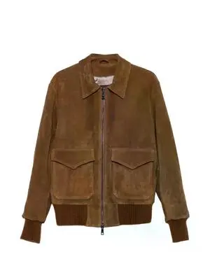 GIORGIO BRATO Suede Zip-up Jacket - Brown