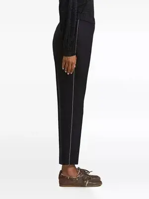 Peserico Elasticated Waistband Trousers With Bead Trim - Blue