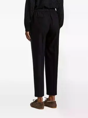 Peserico Elasticated Waistband Trousers With Bead Trim - Blue
