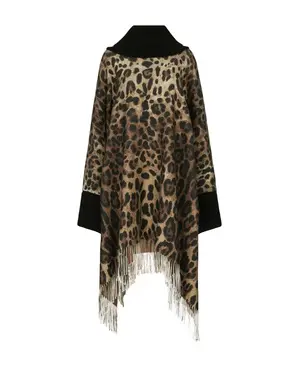 Dolce & Gabbana Leopard Print Fringed Poncho