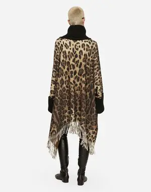 Dolce & Gabbana Leopard Print Fringed Poncho