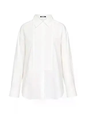 CLUB21 COLLECTION Pleated Bib Silk-blend Shirt - White
