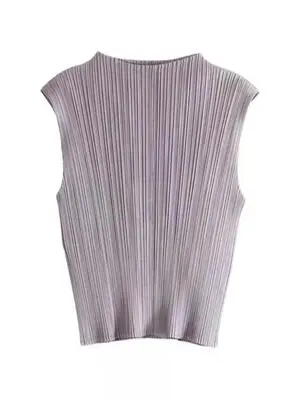 Issey Miyake Sleeveless High Neck Top - Purple