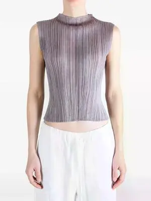 Issey Miyake Sleeveless High Neck Top - Purple
