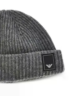 Emporio Armani Ribbed Knit Beanie - Grey