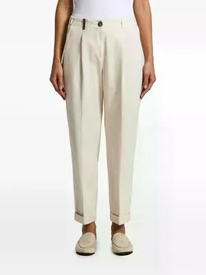 Peserico Pleated Turn-up Trousers - Neutrals
