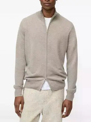Soft Goat Zip-up Cashmere Sweater - Neutrals