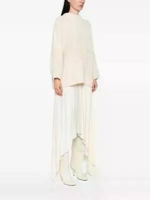 EMERSON RENALDI Ribbed-knit Batwing-sleeve Top - Neutrals