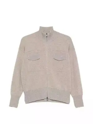 PANICALE Zip-up Ribbed-trim Cardigan