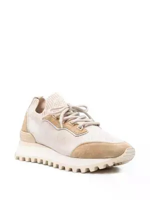 Eleventy Suede-panneled Knit Sneakers