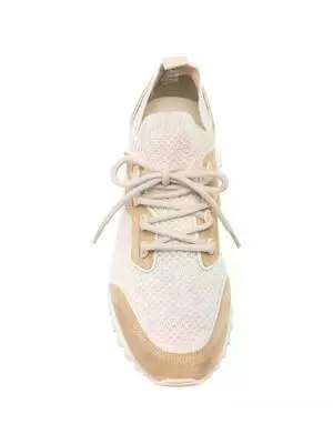 Eleventy Suede-panneled Knit Sneakers - Neutrals