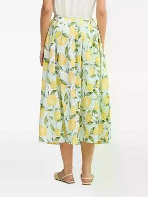 OUI Lemon-print Pleated Midi Skirt