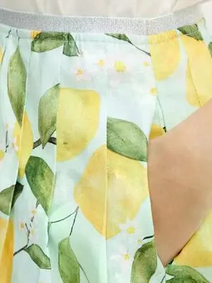 OUI Lemon-print Pleated Midi Skirt
